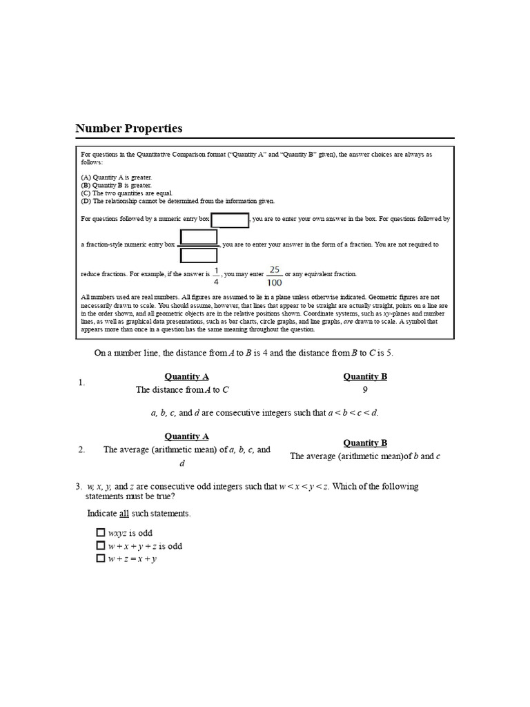 Number Line and Properties | PDF