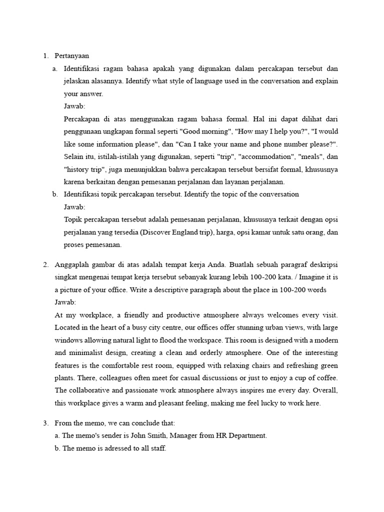 Tugas 1 Bahasa Inggris | PDF | Language Arts & Discipline