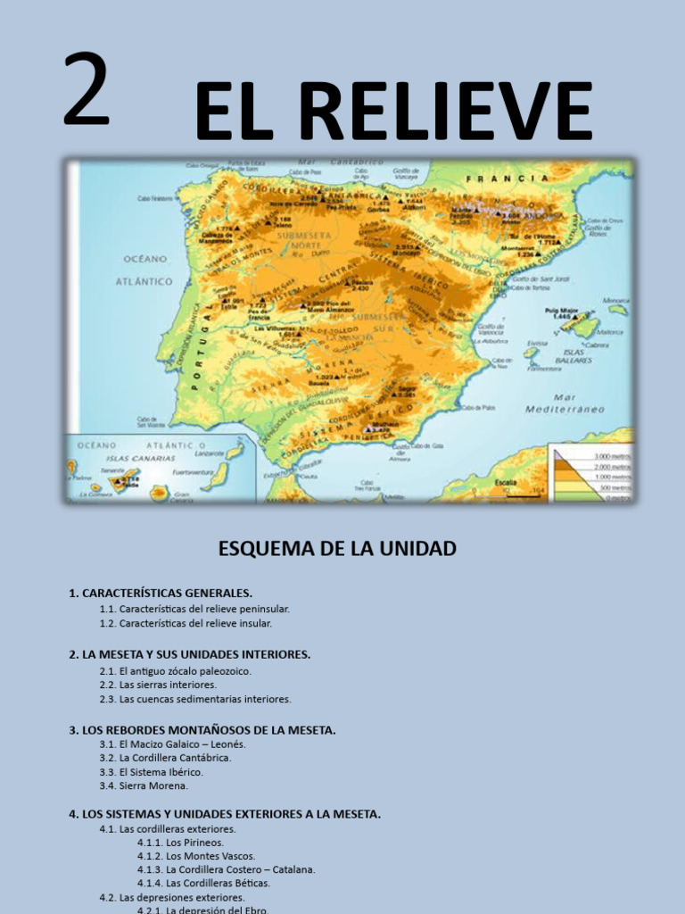 Características del Relieve en España | PDF | Paisaje | Divisiones Fisiográficas