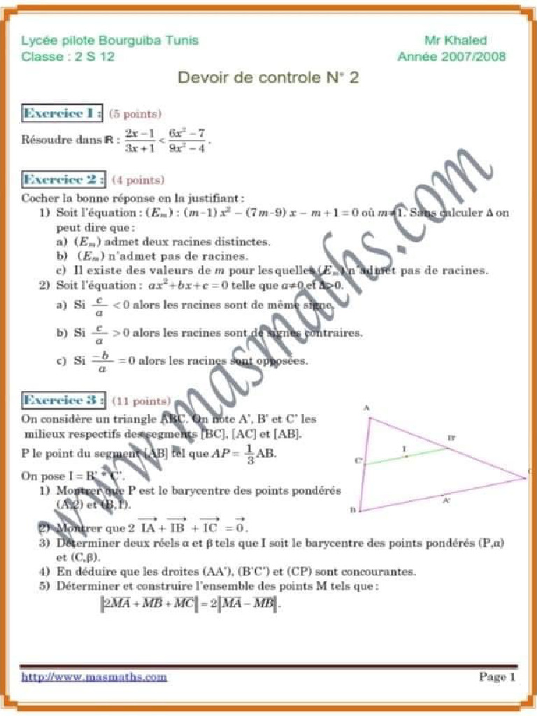 Devoir 2eme Science Math | PDF