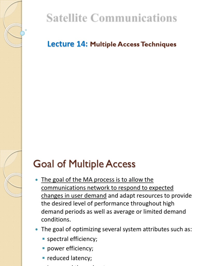 TDMA - Satellite Lecture 14 Multiple Access Techniques 1 3 | PDF | Channel Access Method ...