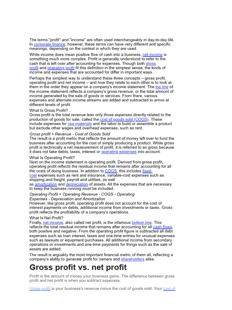 Small Business Profit Essentials | PDF | Net Income | Gross Income