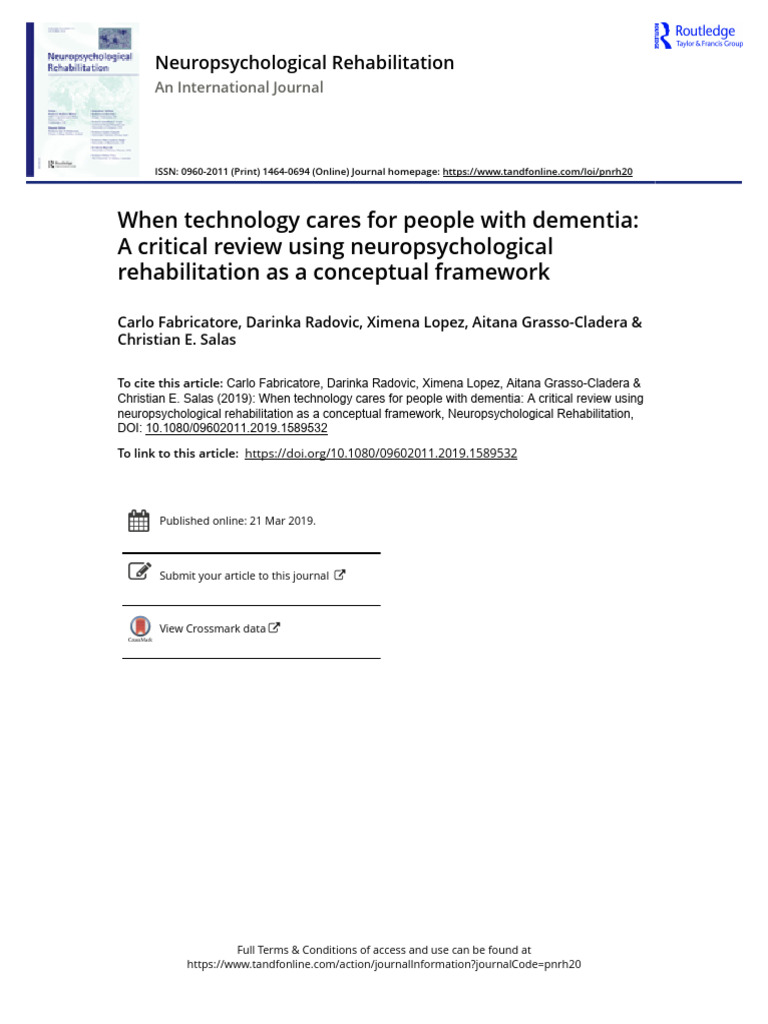 When Technology Cares For People With Dementia: A Critical Review Using ...