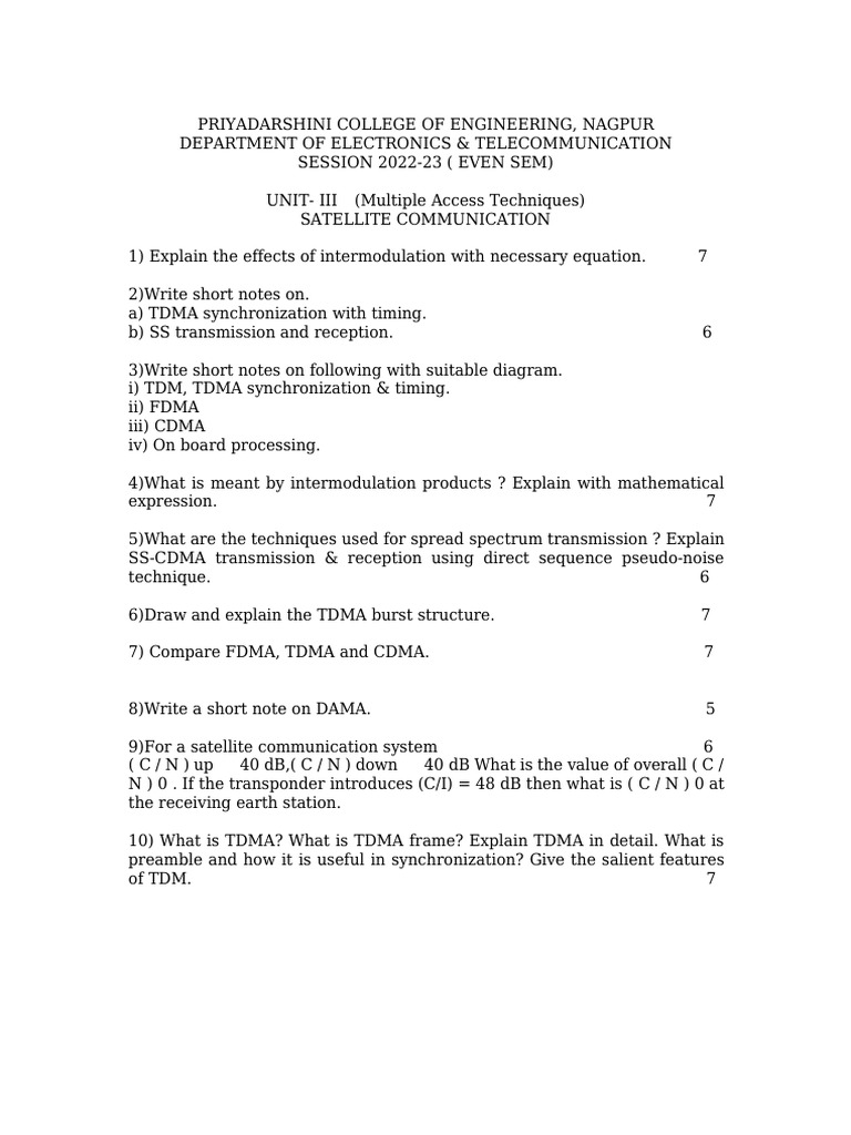 Unit -3 Sat Com | PDF