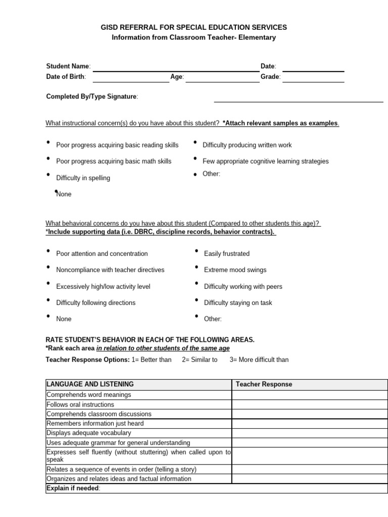 Teacher Referral Form Make A Copy, Save To Your Drive, and Share | PDF ...