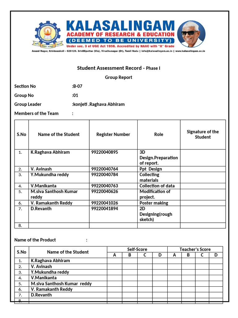 Student Assessment Record: Product Design | PDF | Computer Aided Design ...