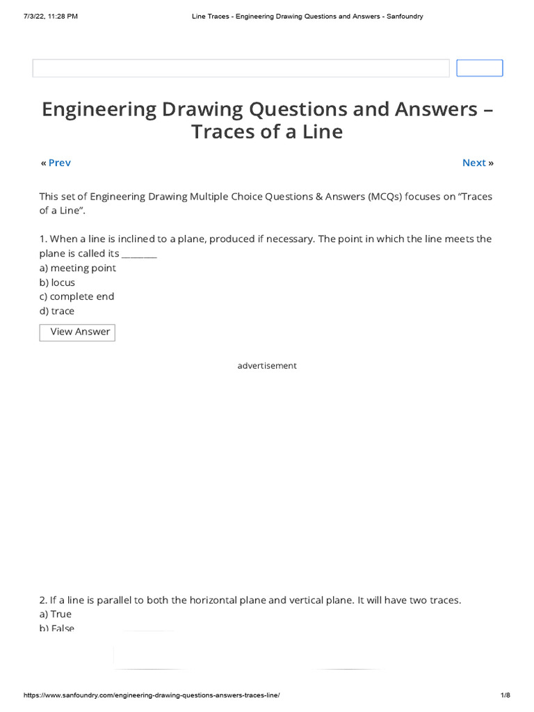 Line Traces - Engineering Drawing Questions and Answers - Sanfoundry ...