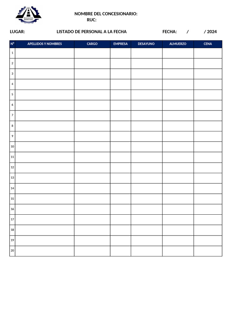 Formato Comedor-Consorcio Bellavista - Vacio | PDF