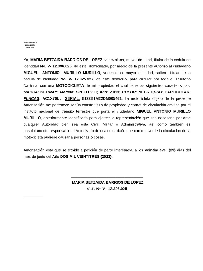 Autorizacion Chaca | PDF | Finanzas y dinero | Derecho