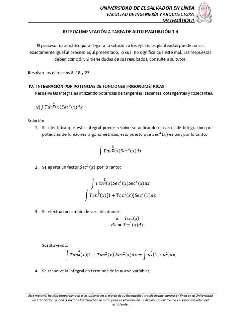Retroalimentación 1-4 | PDF | Integral | Matemáticas