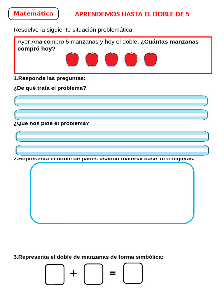 Ficha Mat. Aprendemos Hasta El Doble de 5 | PDF