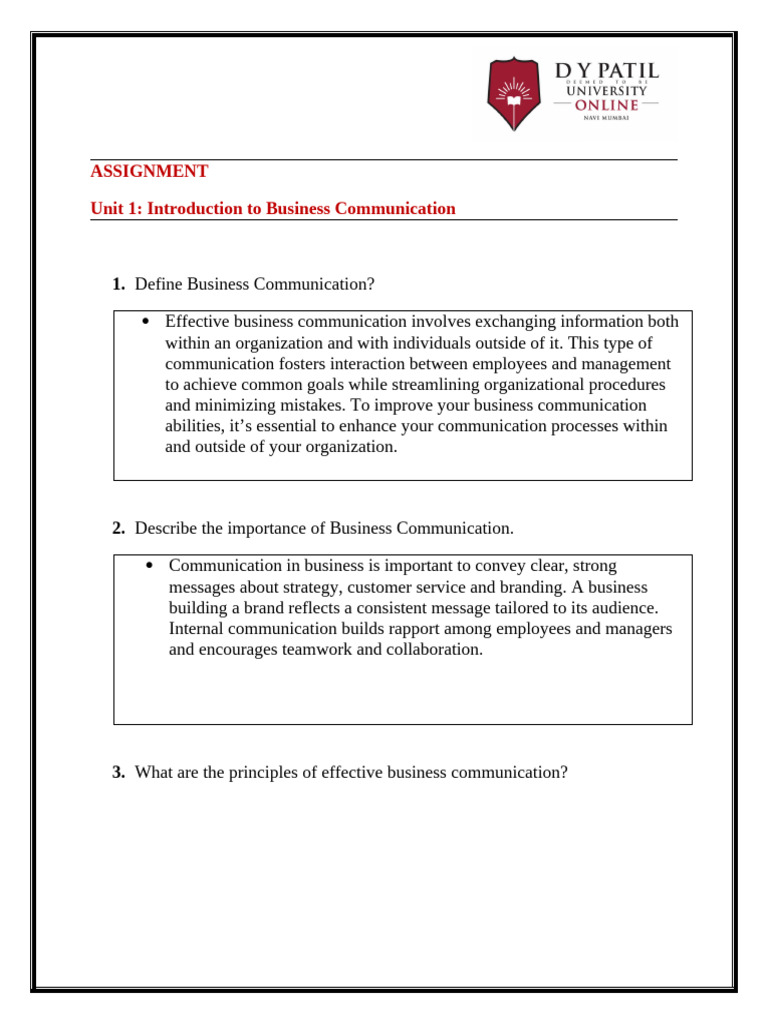Business Communication Assignment Guide | PDF