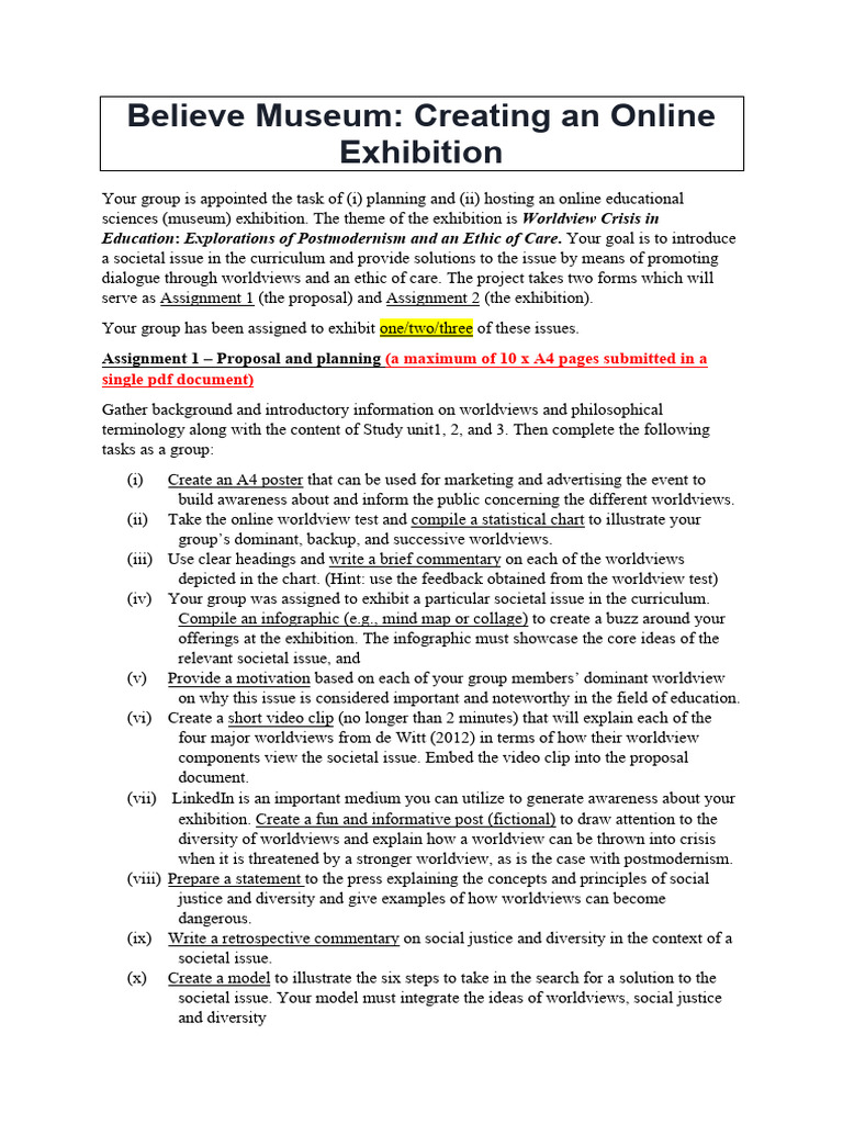 UTEW 221 - Project Assignment - Believe Museum | PDF | Art