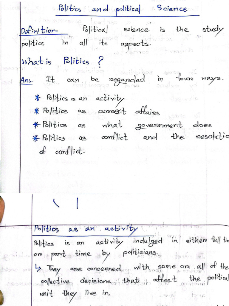 Politics and Political Science (Political Science Notes To Chapter 1) | PDF