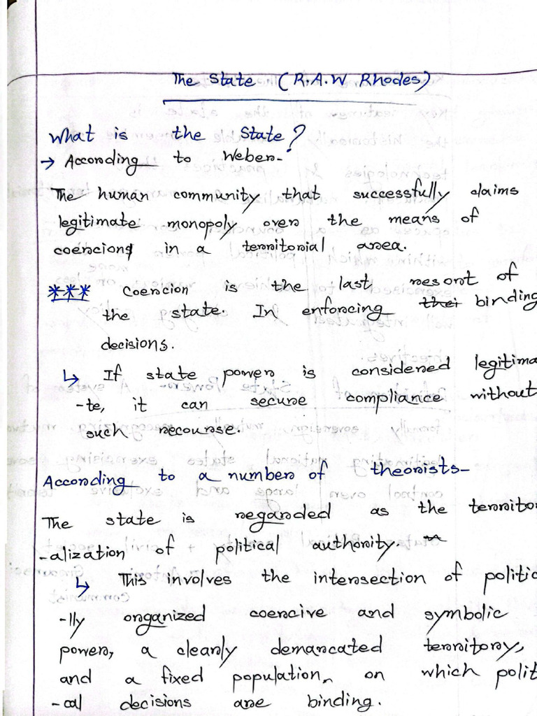 The State (Political Science Notes To Chapter 3) | PDF