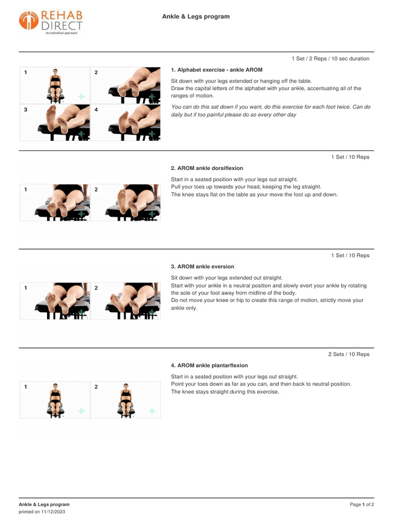 Exercise - Ankle AROM | PDF | Anatomical Terms Of Motion | Foot