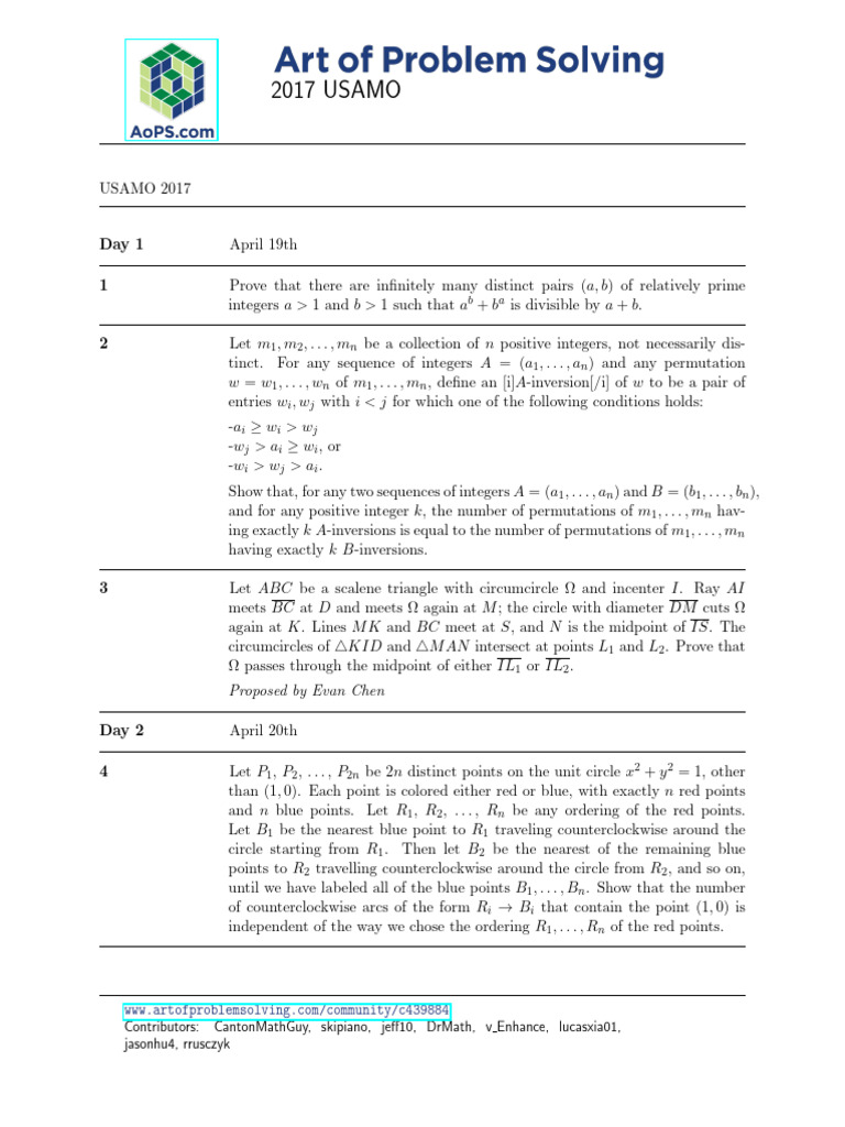 USAMO | PDF | Triangle | Circle