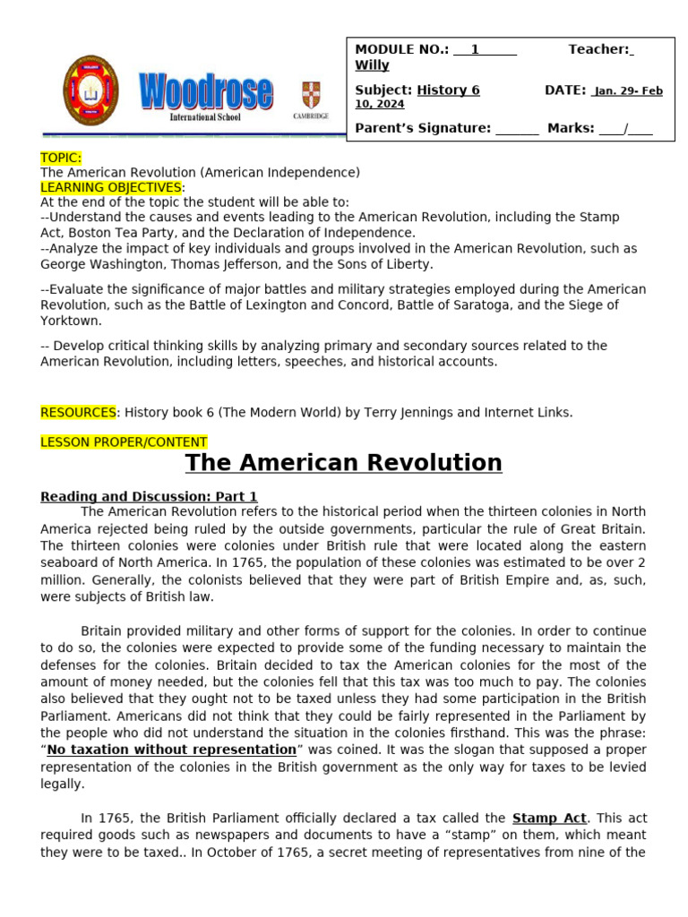 History 6 - The American Independence | PDF | American Revolution ...