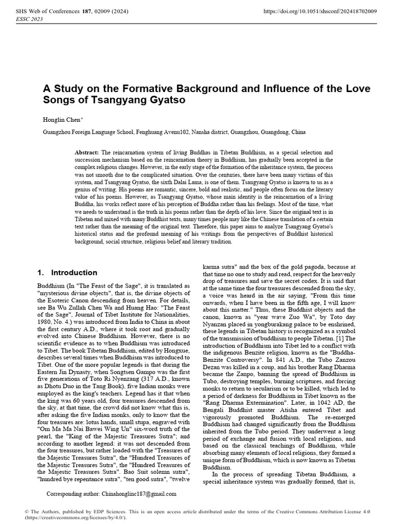 Tsangyang Gyatso | PDF | Dalai Lama | Tibet