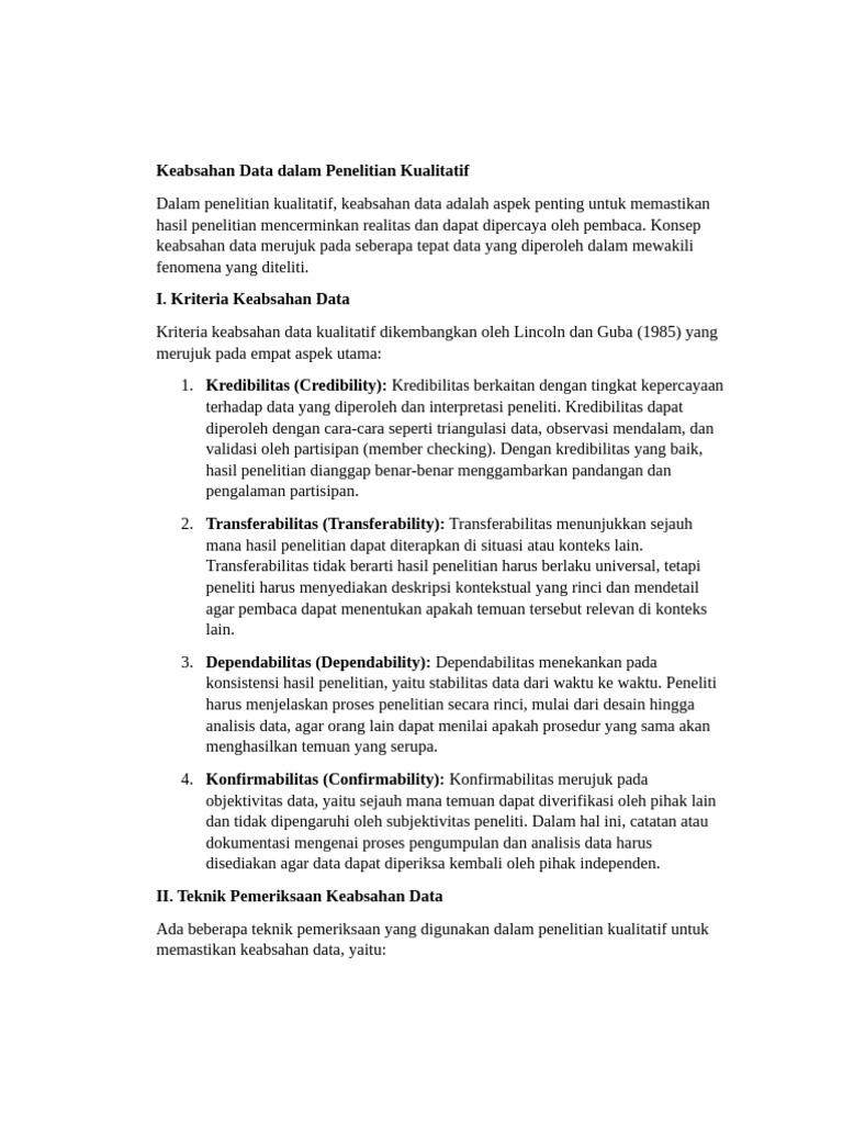 Keabsahan Data dalam Penelitian Kualitatif | PDF