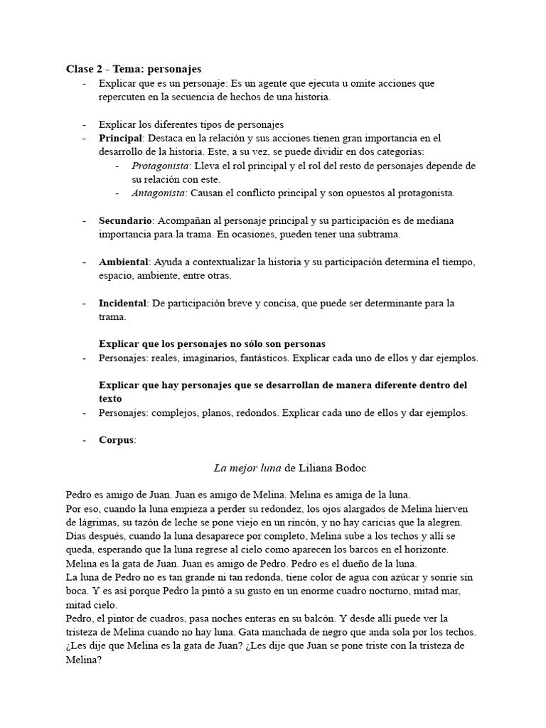 Tipos de Personajes en Historias | PDF