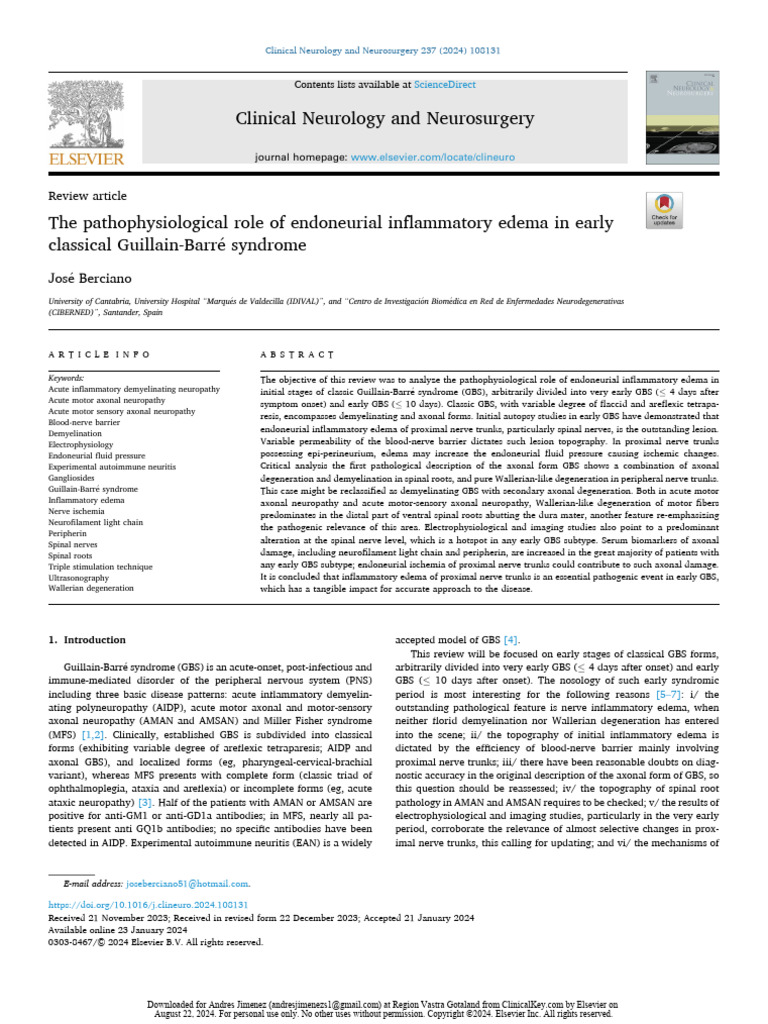 El Papel Fisiopatológico Del Edema Inflamatorio Endoneural en El | PDF ...