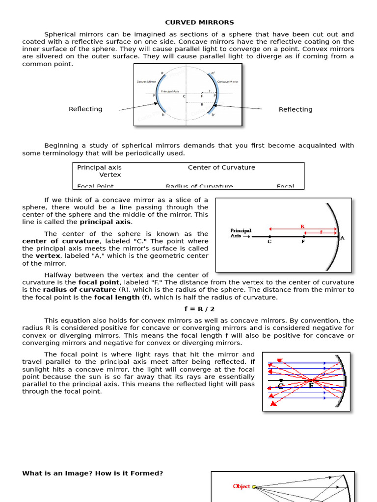 Understanding Curved Mirrors and Their Properties | PDF | Mirror | Sphere