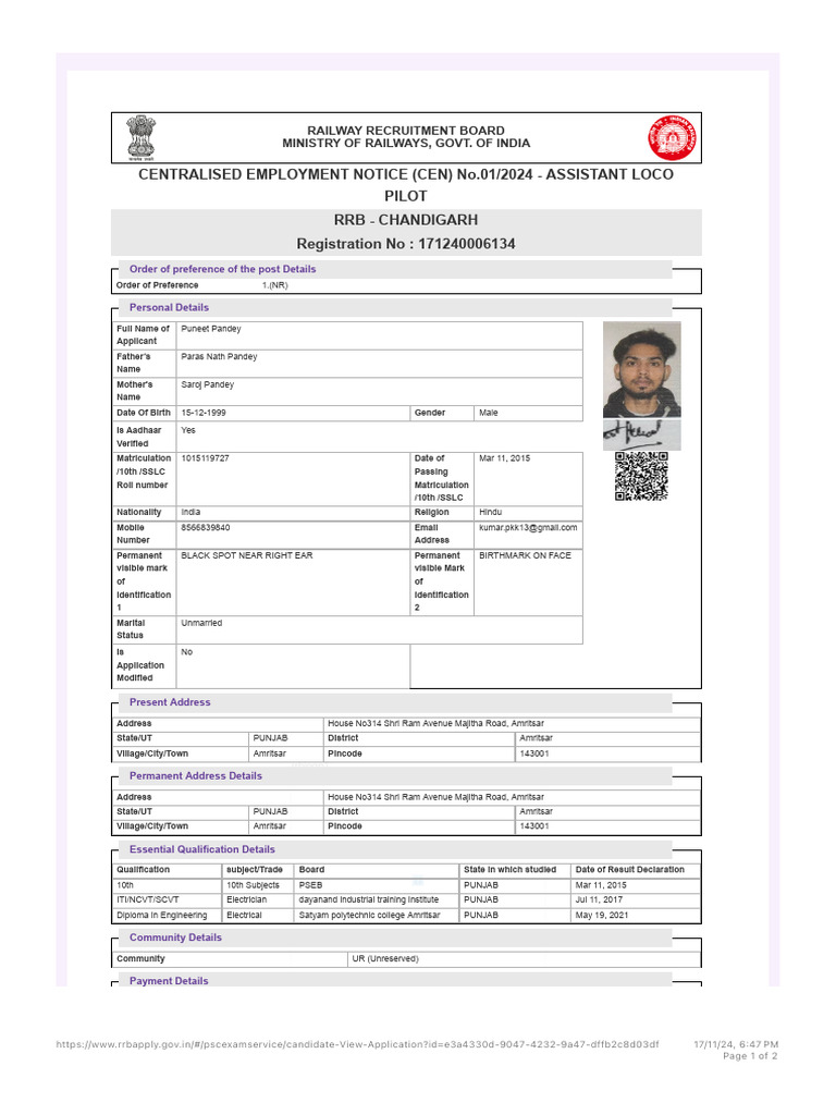 RRB - Candidate Dashboard | PDF