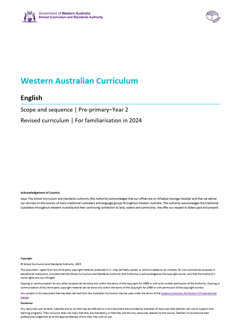 DRAFT SCOPE and SEQUENCE English P 2 For Familiarisation in 2024 | PDF ...