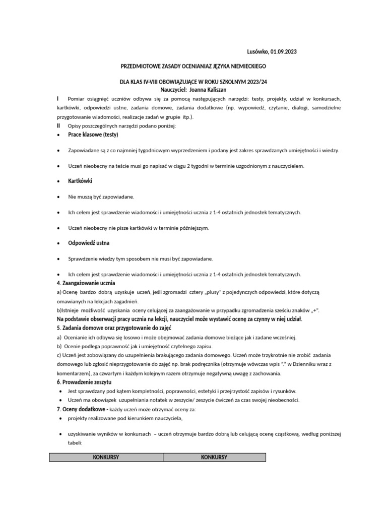 Pzo Niemiecki 2023 24 | PDF