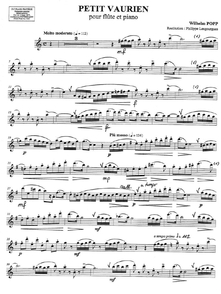 Popp Wilhelm Petit Vaurien Flute Amp Piano - Compress | PDF