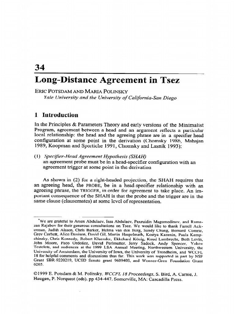 Tsez Long-Distance Agreement Analysis | PDF | Semantics | Linguistic ...