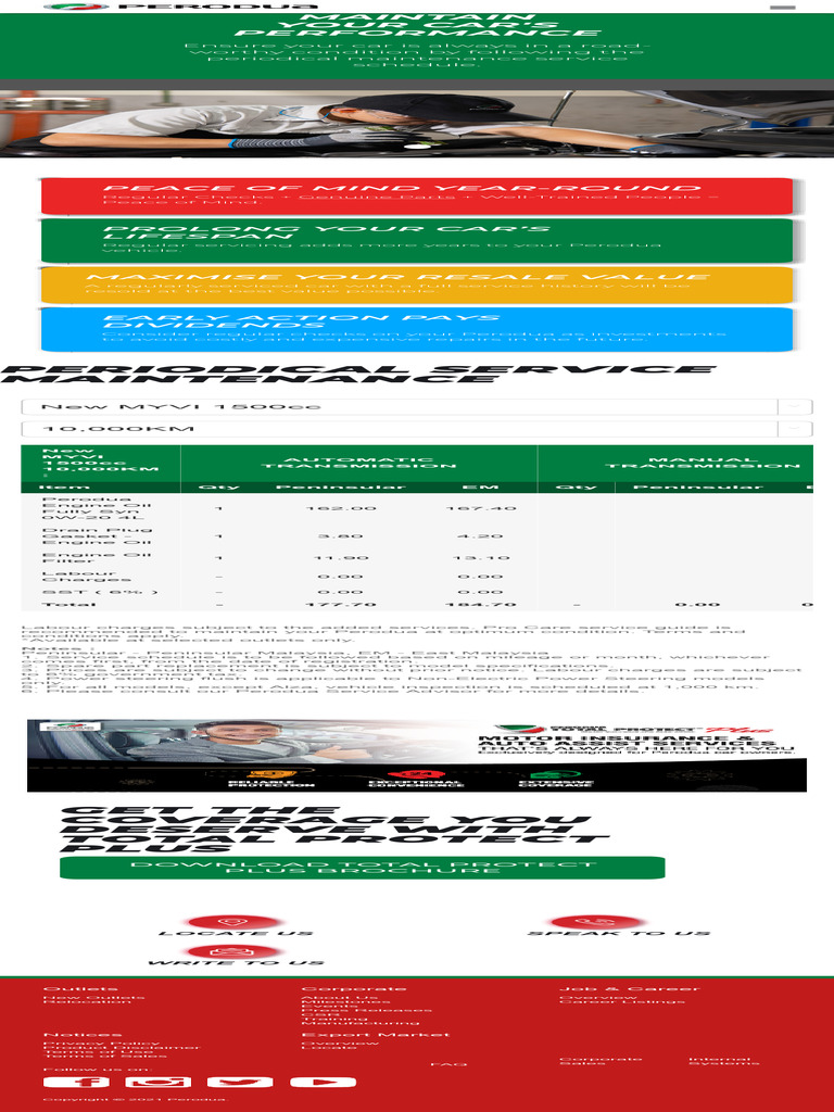 Perodua - Service Maintenance Perodua - After Sales | PDF | Automotive ...