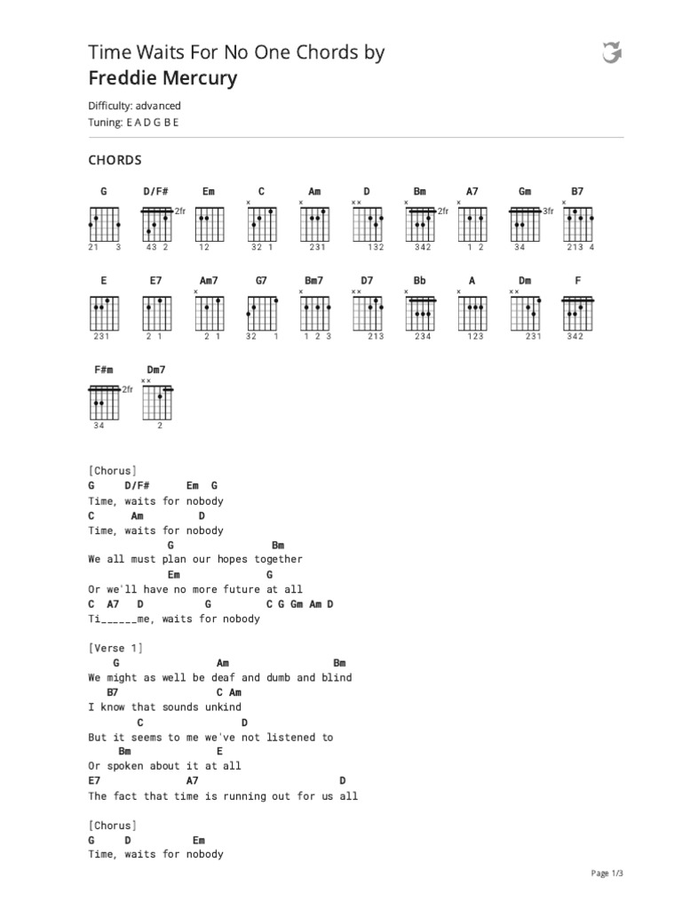 Time Waits For No One Chords Guide | PDF