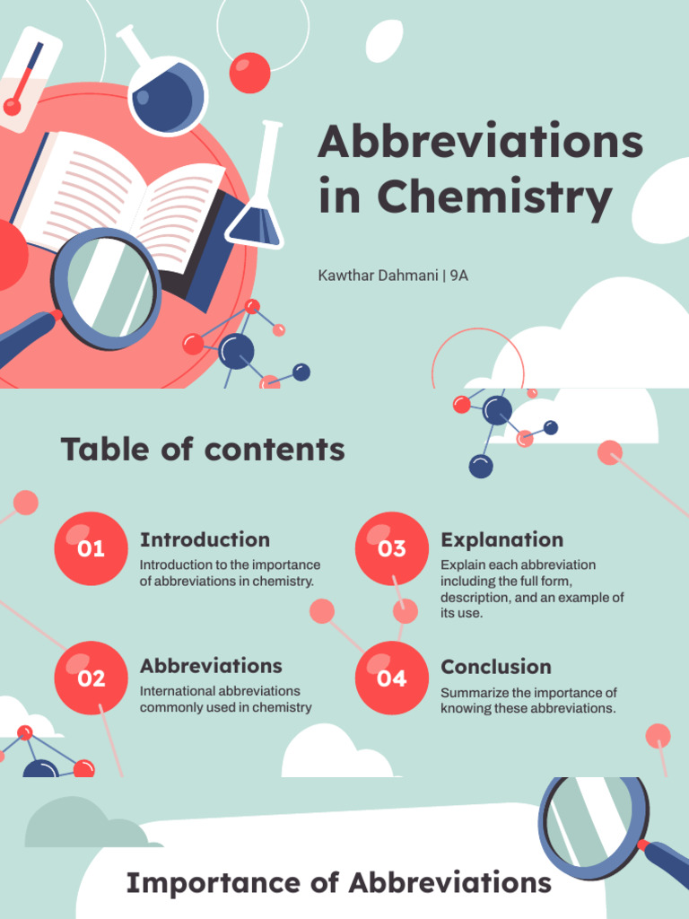 Essential Chemistry Abbreviations Guide | PDF | Mole (Unit) | Chemistry