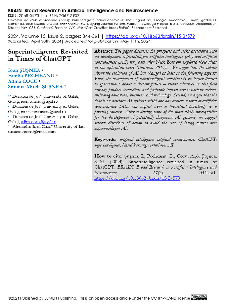 Superintelligence Revisted in Times of ChatGPT | PDF | Artificial Intelligence | Intelligence ...