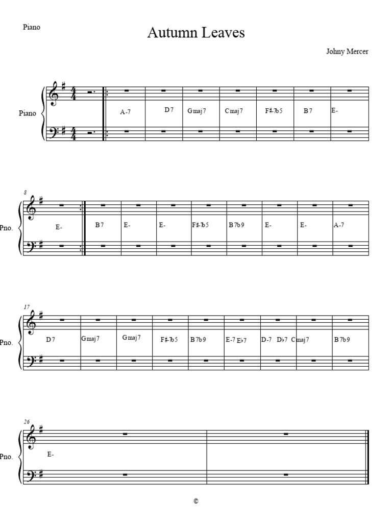 Autumn Leaves - Score - Piano | PDF