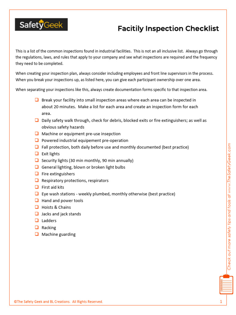 Facility Inspections Checklist | PDF