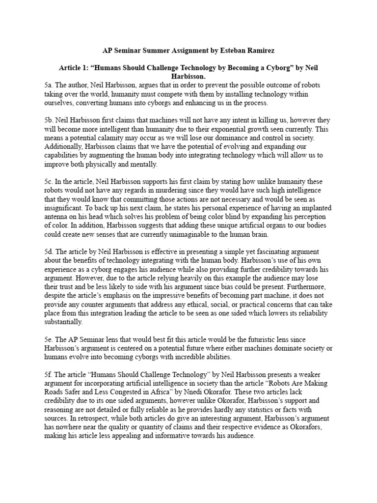 Cyborgs vs. AI: A Comparative Analysis | PDF | Cyborg | Traffic