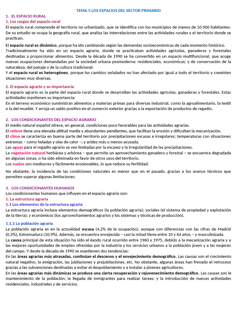 Tema 5 Geo | PDF | Agricultura | Riego