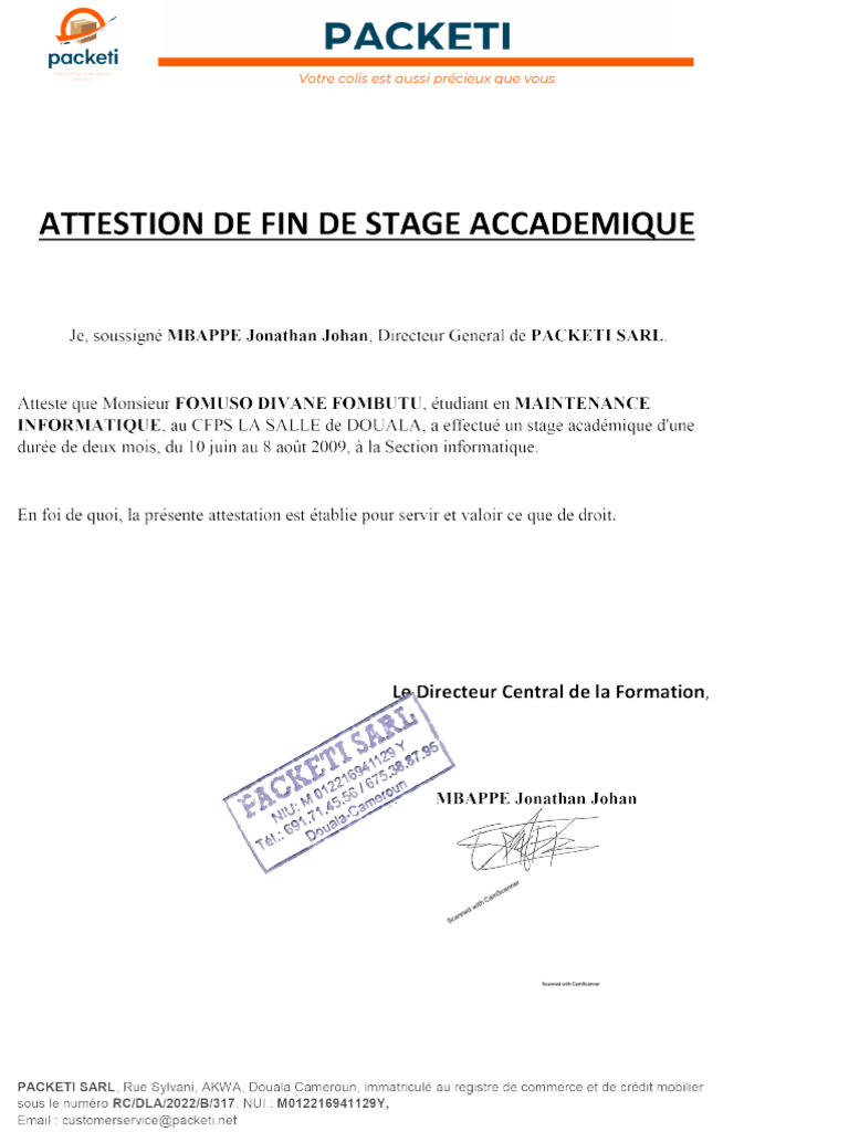 ATTESTATION DE Stage 111 | PDF