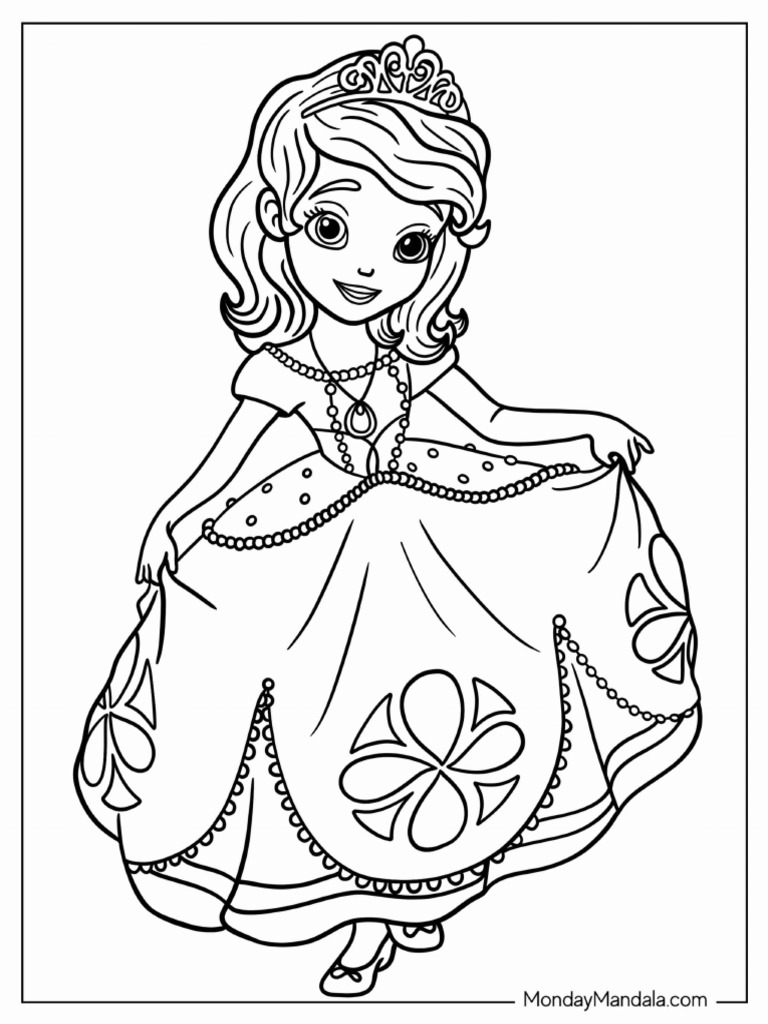 Princess Sofia Curtsying Coloring Sheet For Kids | PDF