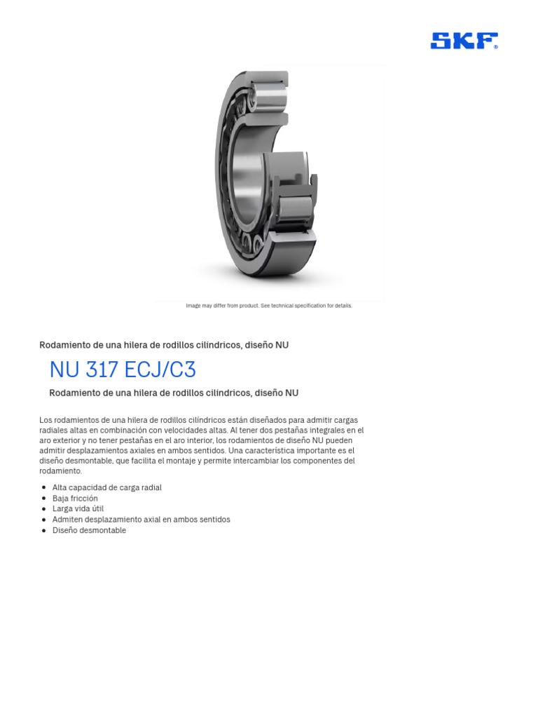NU 317 ECJ - C3 - Rodamientos de Rodillos Cilíndricos - SKF | PDF | Red mundial | Internet y web