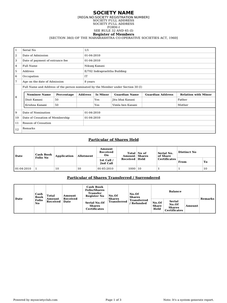 Sample Form I | PDF | Money | Business