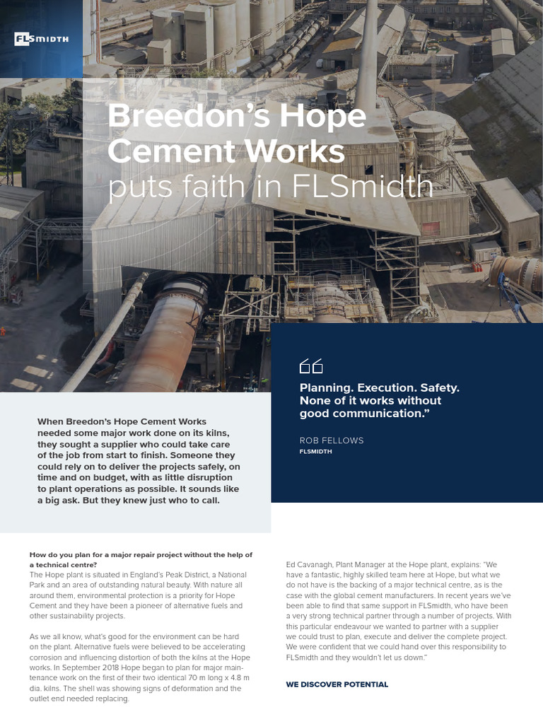 Breedons Hope Cement Works Puts Faith in FLSmidth | PDF