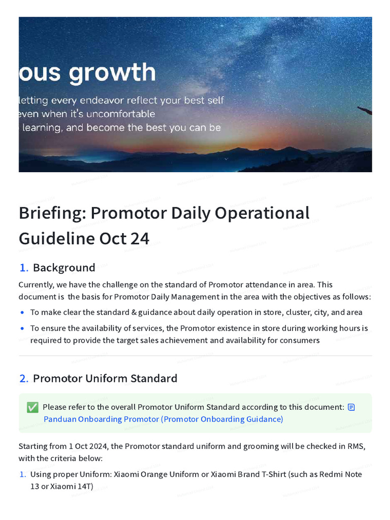Promotor Daily Ops Guidelines 2024 | PDF | Business