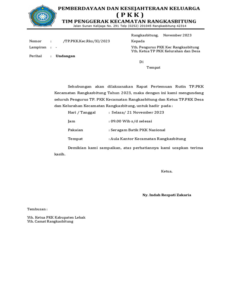 Surat Undangan PKK | PDF | Griya & Taman