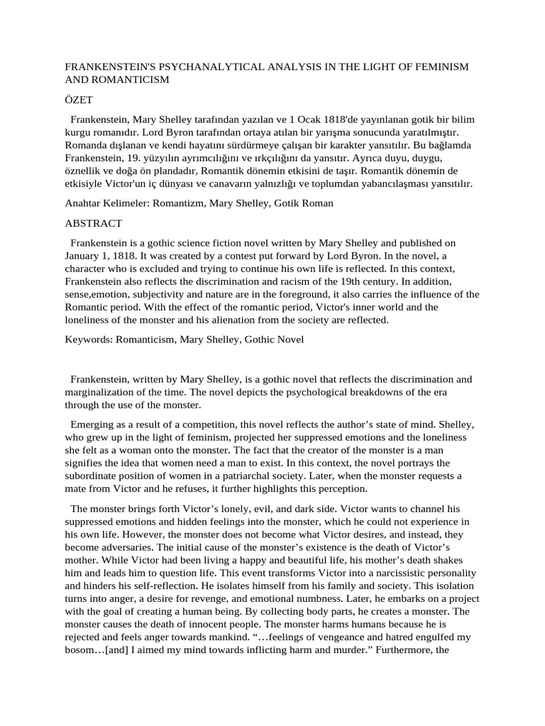 Frankenstein Sevinç Yavuz | PDF | Frankenstein | Romanticism