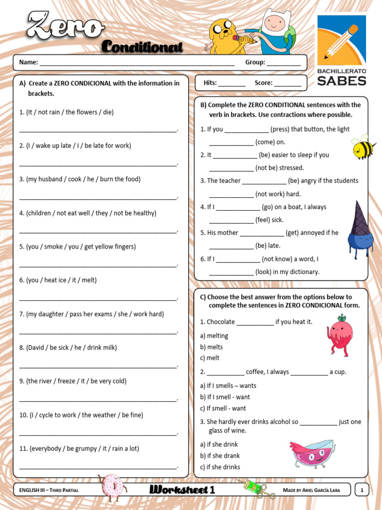 Worksheet 1 - Zero Conditional | PDF | Drink