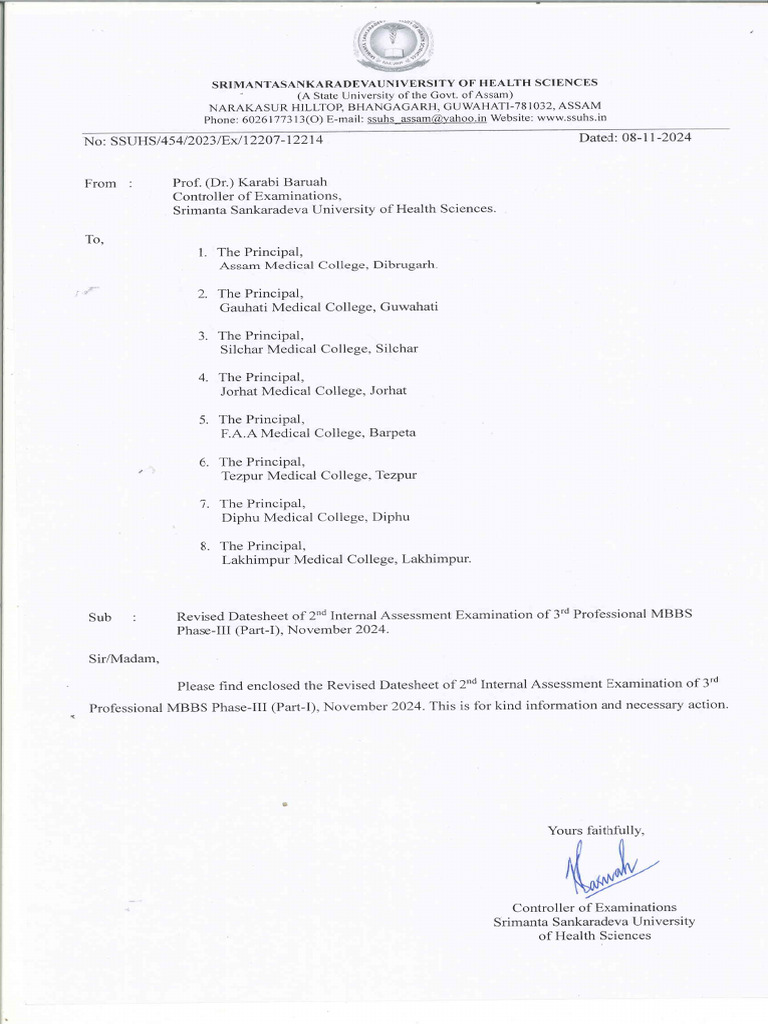 Revised Date Sheet of 2nd Internal Assessment of 3 - 241108 - 155208 | PDF | Higher Education ...